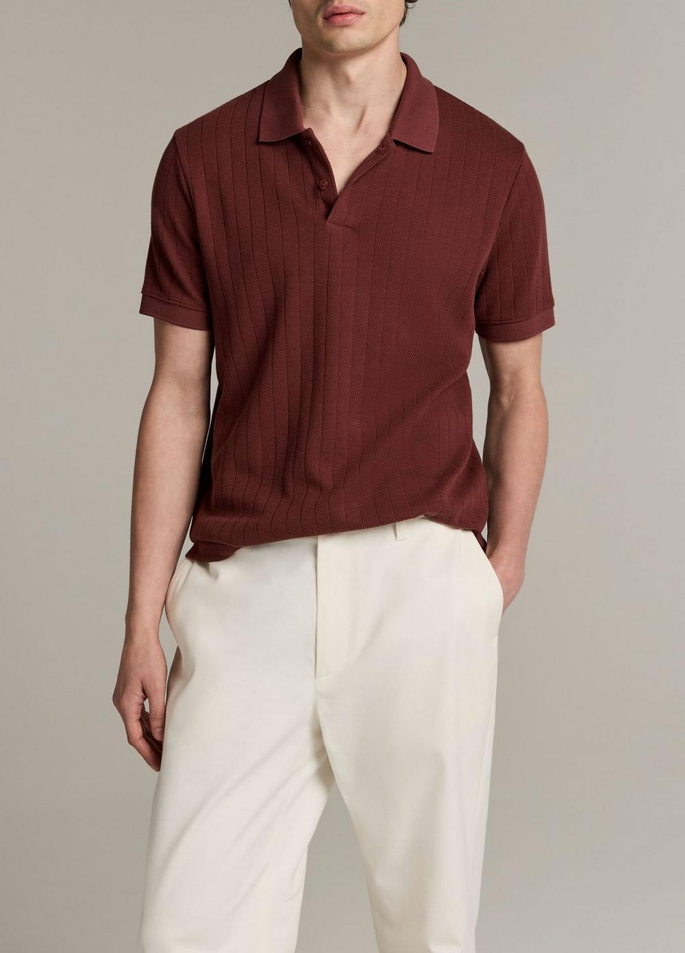 VINCE men's drop-needle stripe pima cotton polo shirt